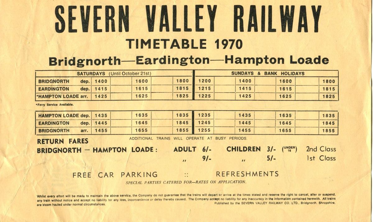 Severn Valley Railway Timeline 1970 - SVR Wiki